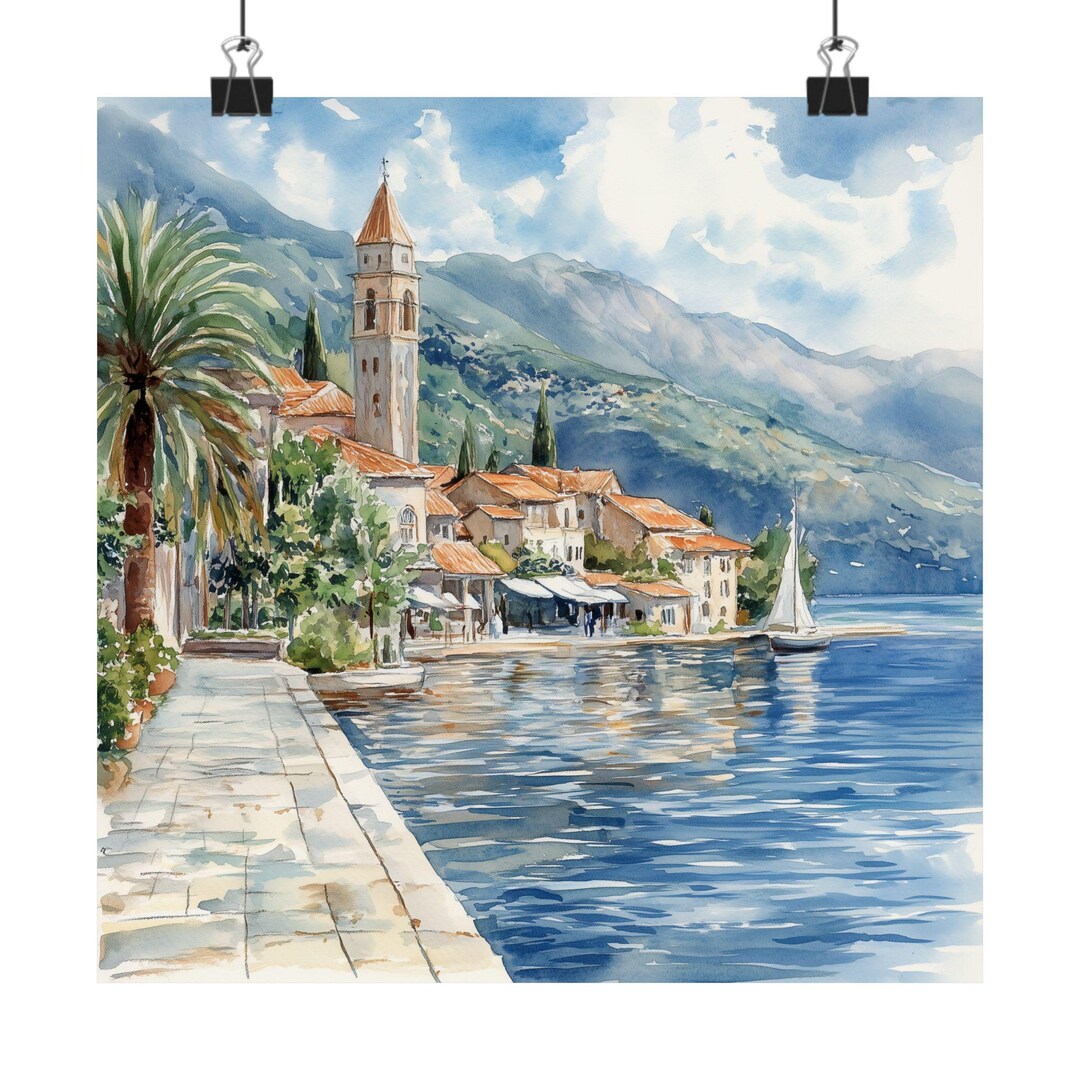 Montenegro Painting, the Balkans Art, Coastal Wall Art, Adriatic Sea ...