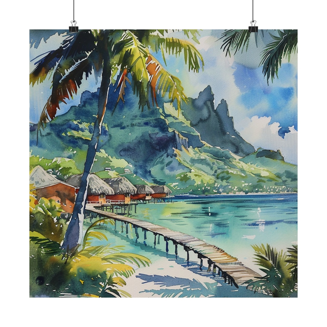 Bora Bora Painting, French Polynesia Art Print, Island Wall Art Print ...