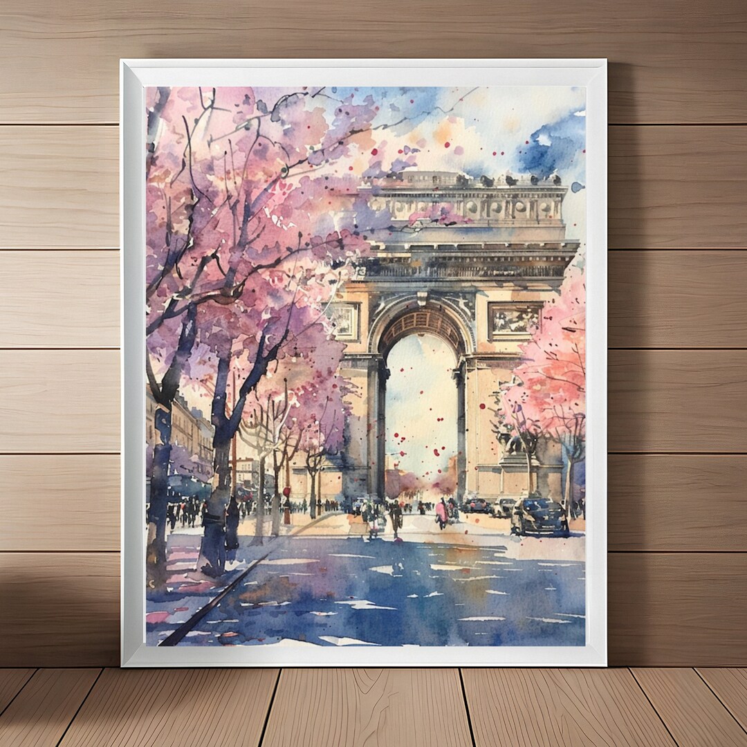 Paris Painting Arc De Triomphe Art Print, Spring Wall Art, French ...