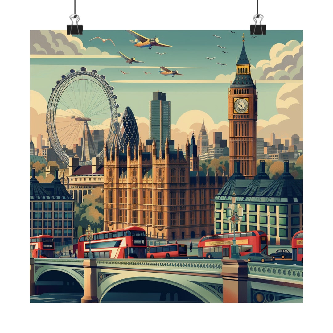 London Cityscape Illustration Art Print, Modern City Wall Art, London ...