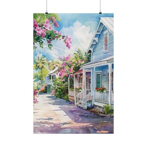 Key West Streetscape Print Florida Keys Painting, Watercolor Key West ...