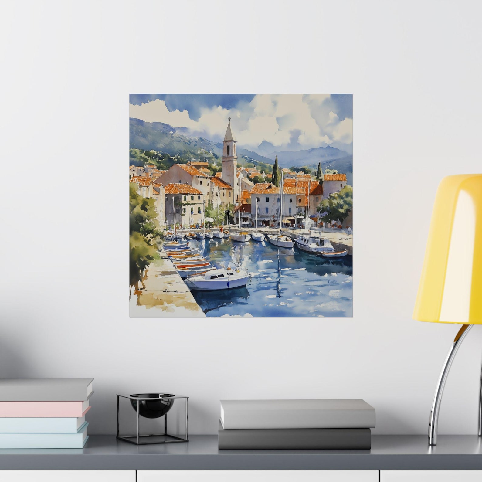 Split Croatia Watercolor Art Print: Harbor Seascape Artwork, Coastal ...