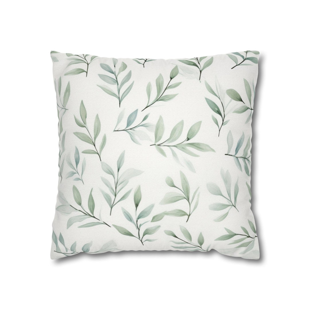 Sage Leaves Pillow Cover, Soft Flowy Eucalyptus Leaf Pillowcase ...