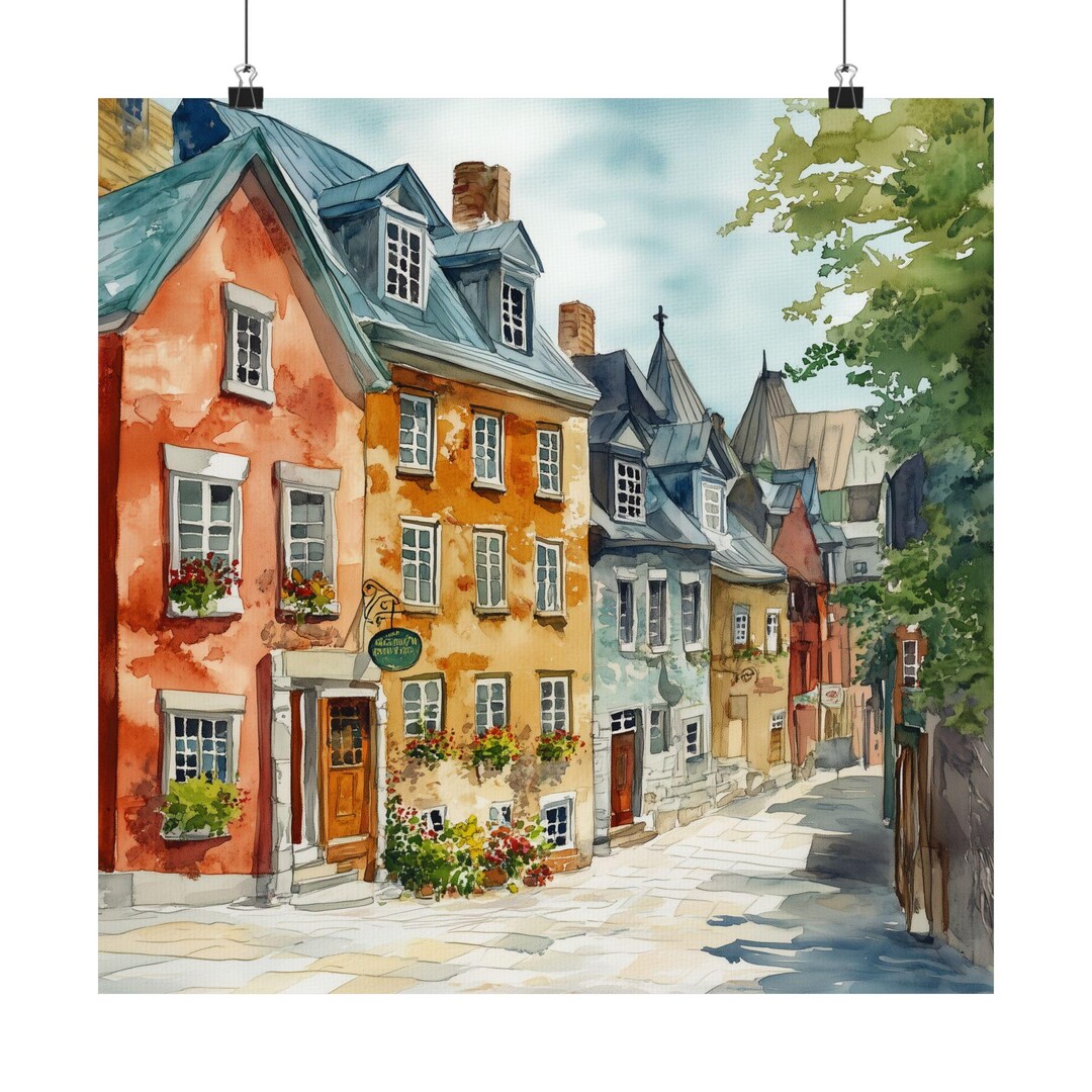 Quebec Canada Watercolor Art Print: French Canadian Painting, Quebec ...