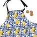 Italian Apron, Lemons and Blue Tile Kitchen Apron Spring Baking Apron ...