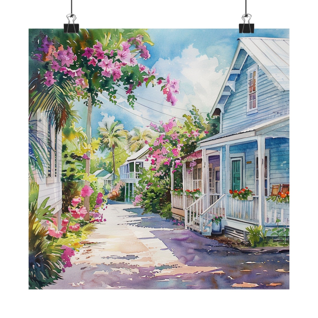 Key West Streetscape Print Florida Keys Painting, Watercolor Key West ...