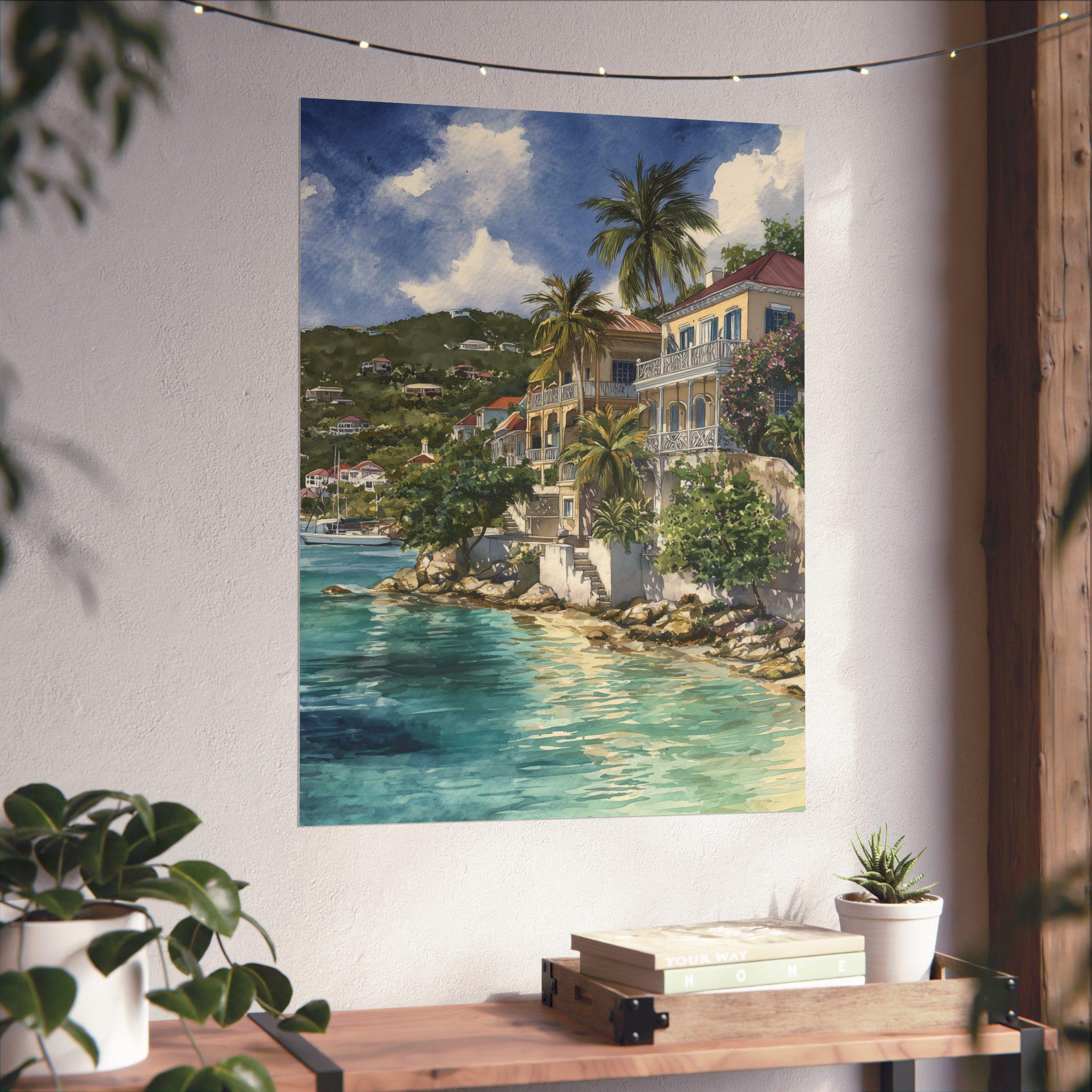 St John USVI Watercolor Art Print: Caribbean Island Travel Poster - Etsy