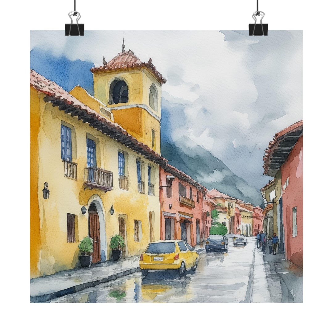 La Candelaria Colombia Painting, Bogota Streetscape Art Print ...