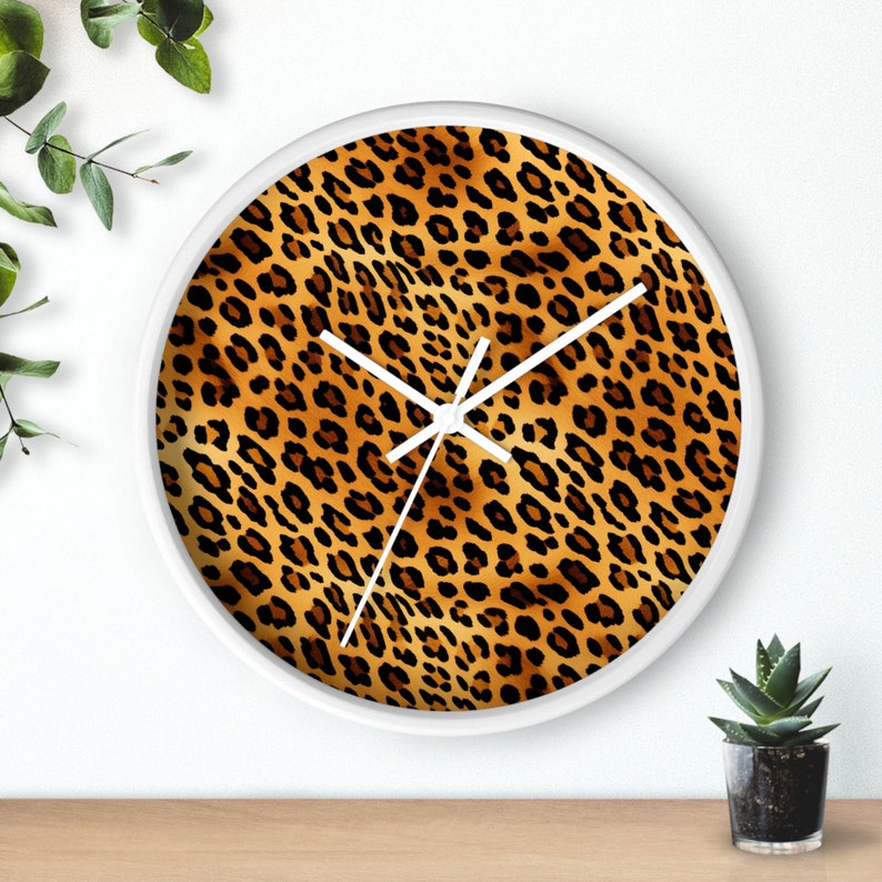 Animal Print Wall Clock, Jaguar Leopard Decor, Bathroom Clock, Girly ...