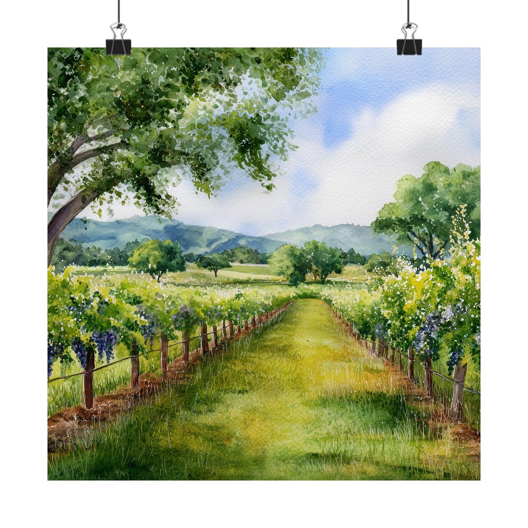 Napa Valley Watercolor Painting: California Wine Country Art Print ...