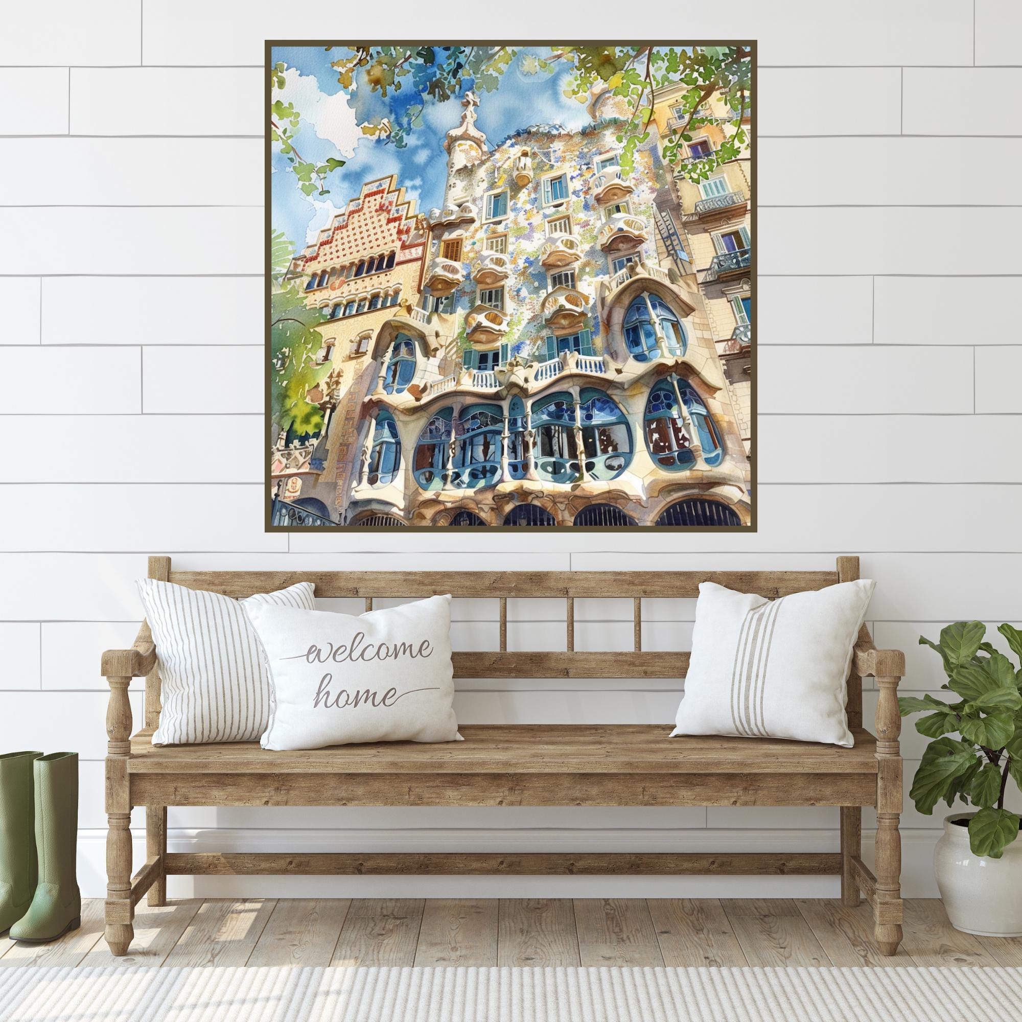 Barcelona Painting Gaudi Architecture Print, Casa Batlló Gaudí House ...