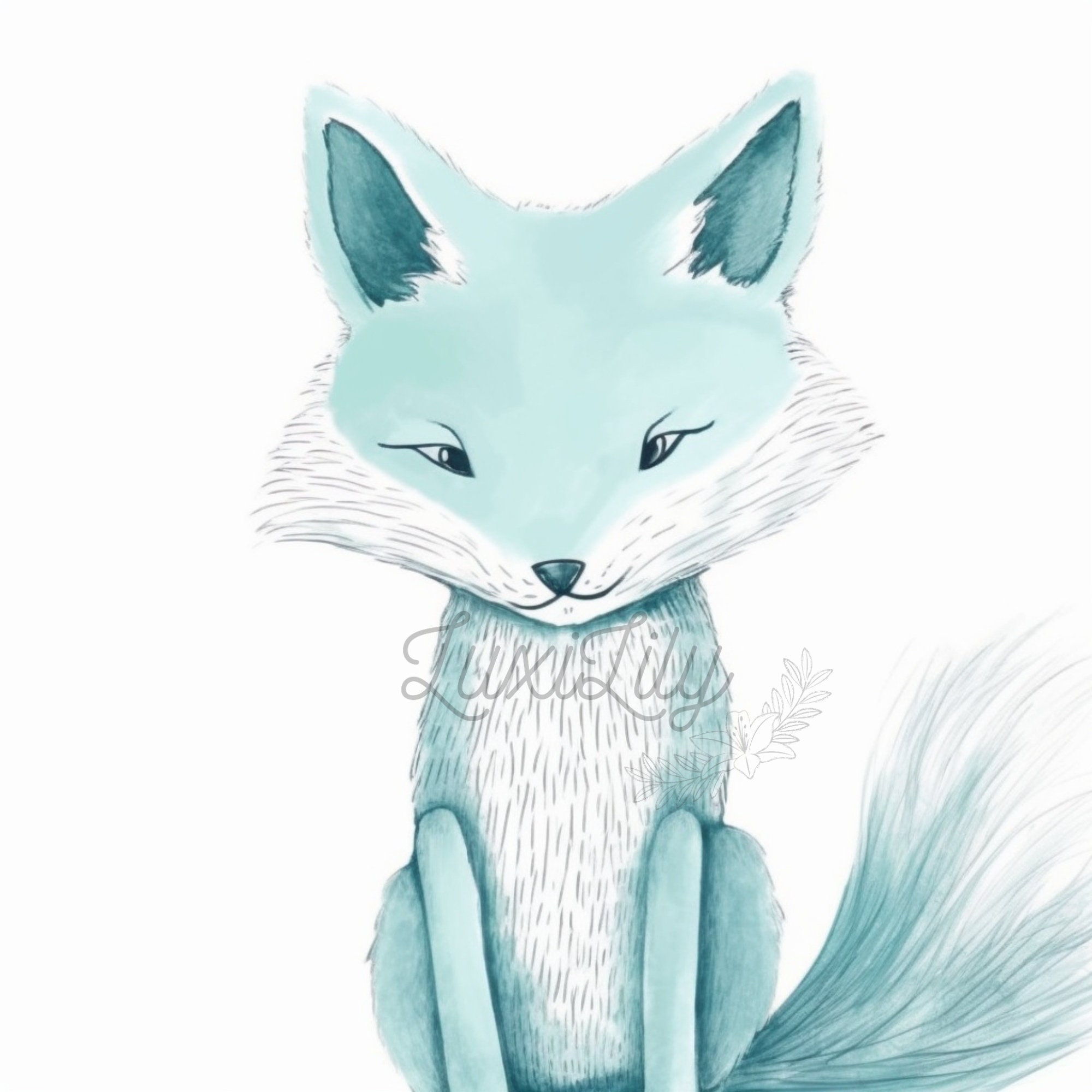 Baby Blue Fox Wall Art Fox Nursery Prints Blue Fox Set of 3 - Etsy