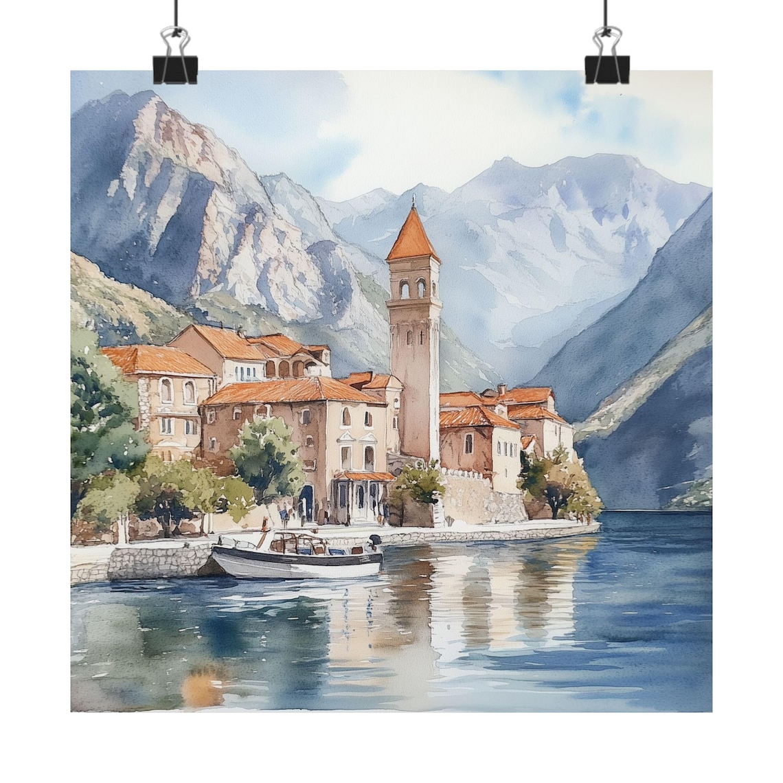 Montenegro Art Print, Kotor Painting, the Balkans Art, Coastal Wall Art ...