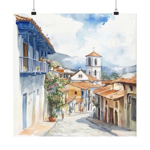 Cuenca Ecuador Art, South American Watercolor Painting, Streetscape ...