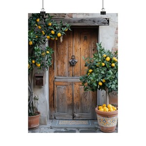 Mediterranean Lemon Tree Wall Art, Rustic Italian Door, Lemons Print ...