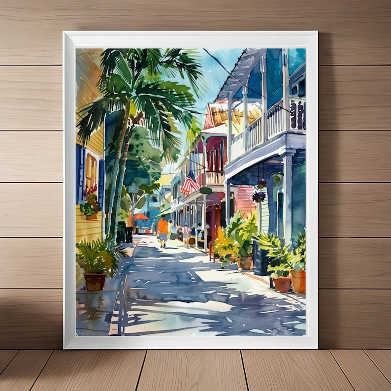 Key West Art Streetscape Painting, Florida Keys Wall Art, Florida Art ...
