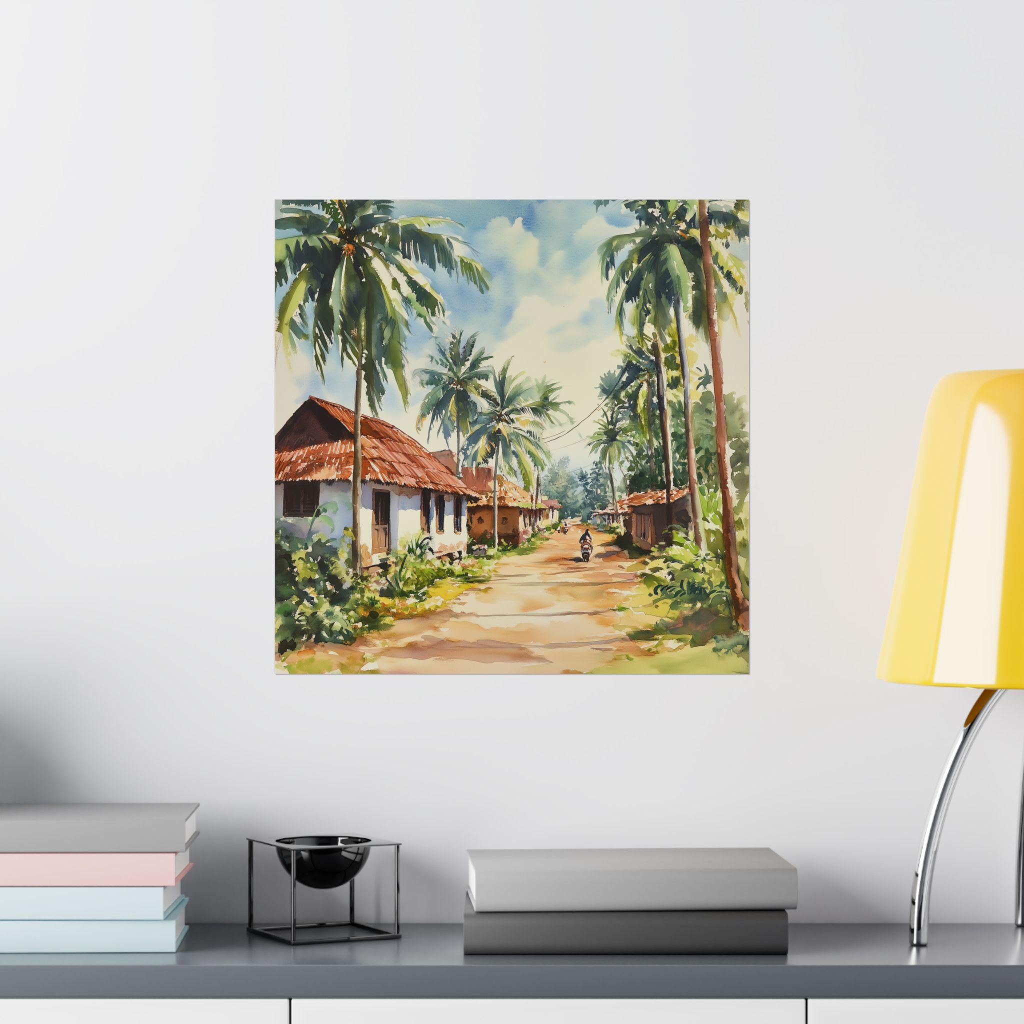 Kerala Art, India Watercolor Painting, Streetscape Print, India Travel ...