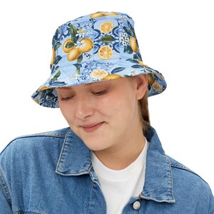 Amalfi Lemon Tiles Bucket Hat, Italian Lemons Hat, Cute Sun Hat ...