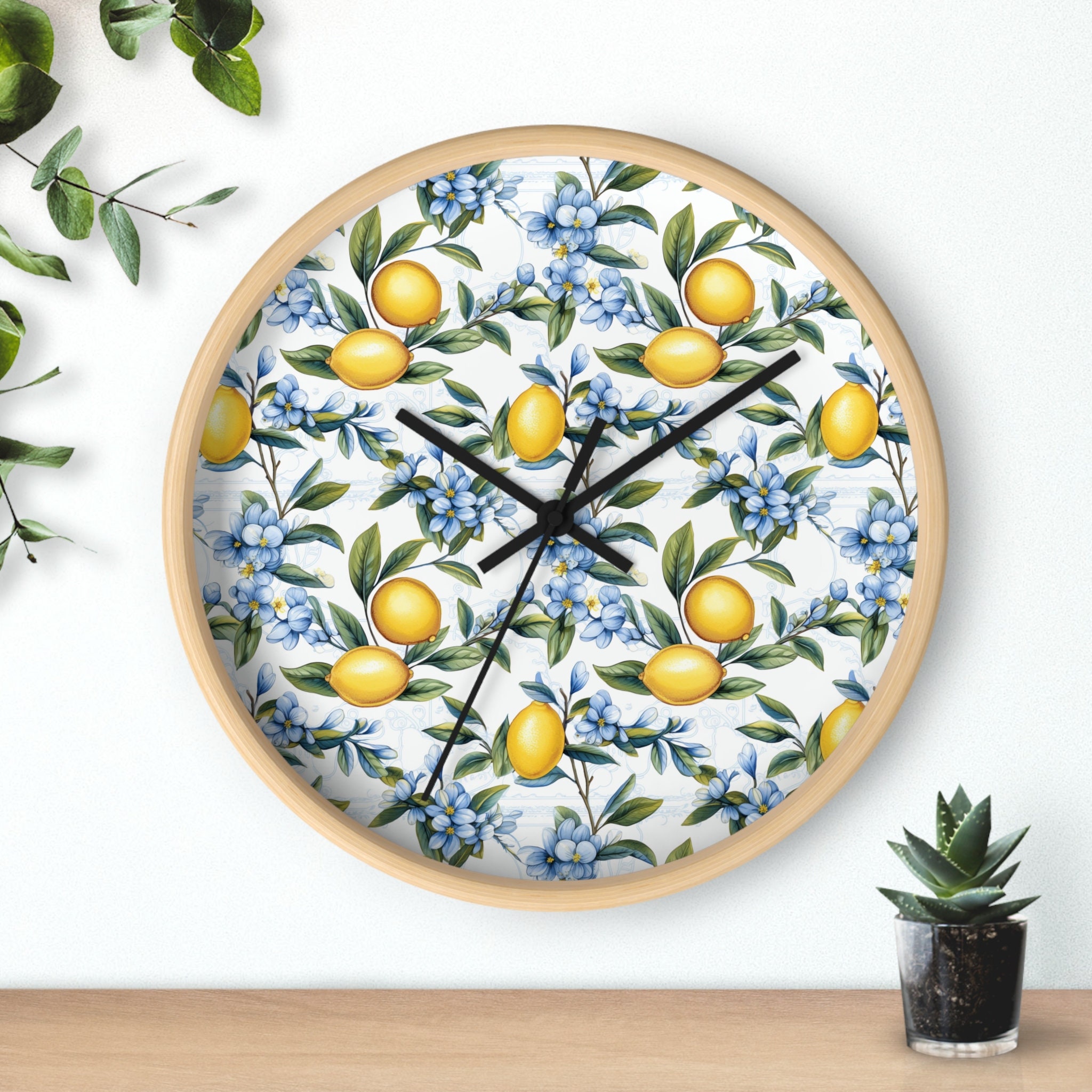 Italian Lemon Tiles Wall Clock, Lemons Clock, Citrus Decor, Lemons ...