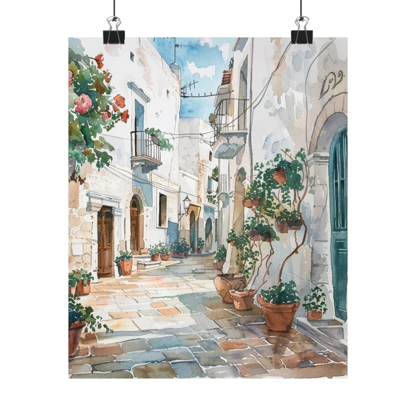 Puglia Painting, Southern Italy Streetscape Watercolor Art Print ...
