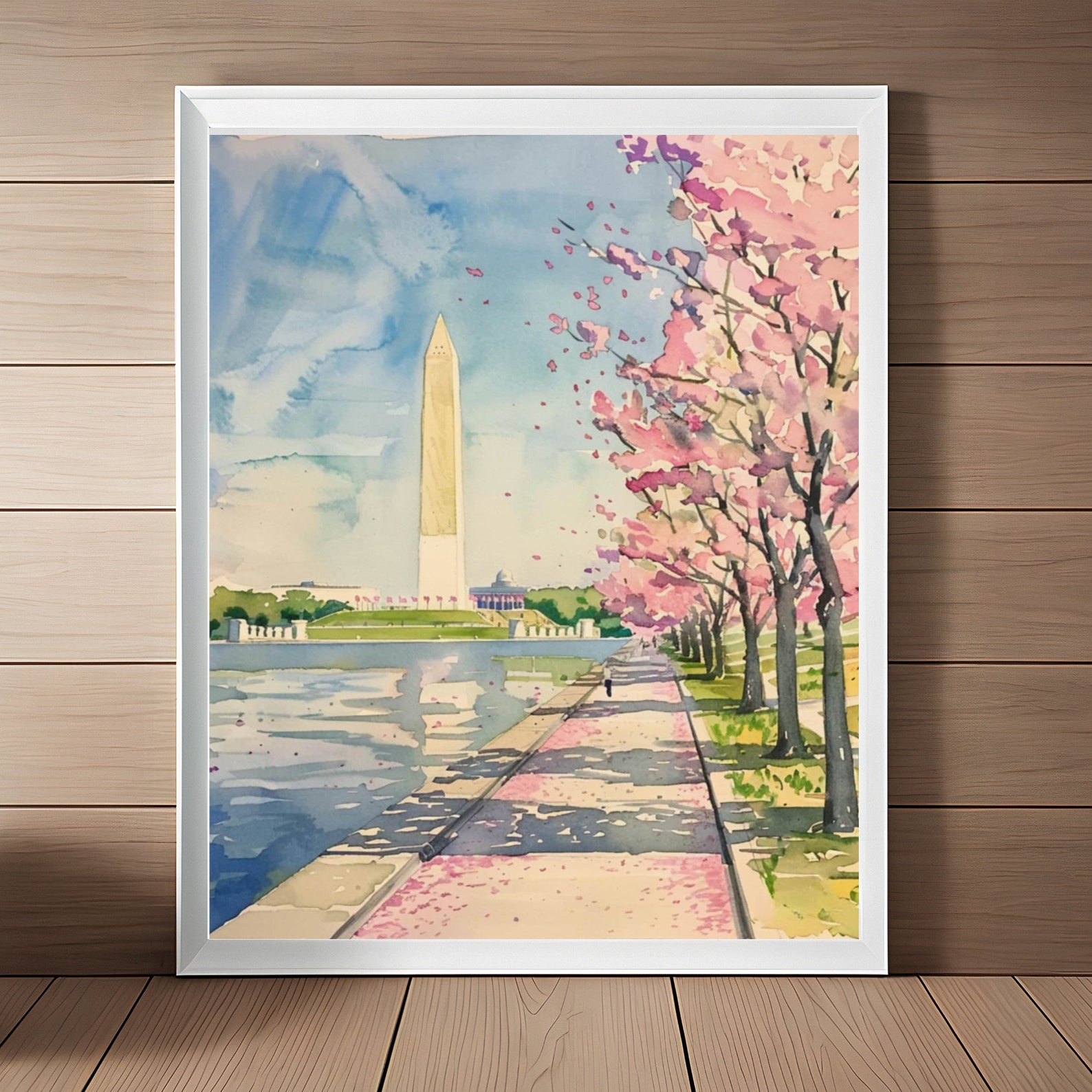 Spring Washington Monument Art Print, Cherry Trees Blooming DC ...