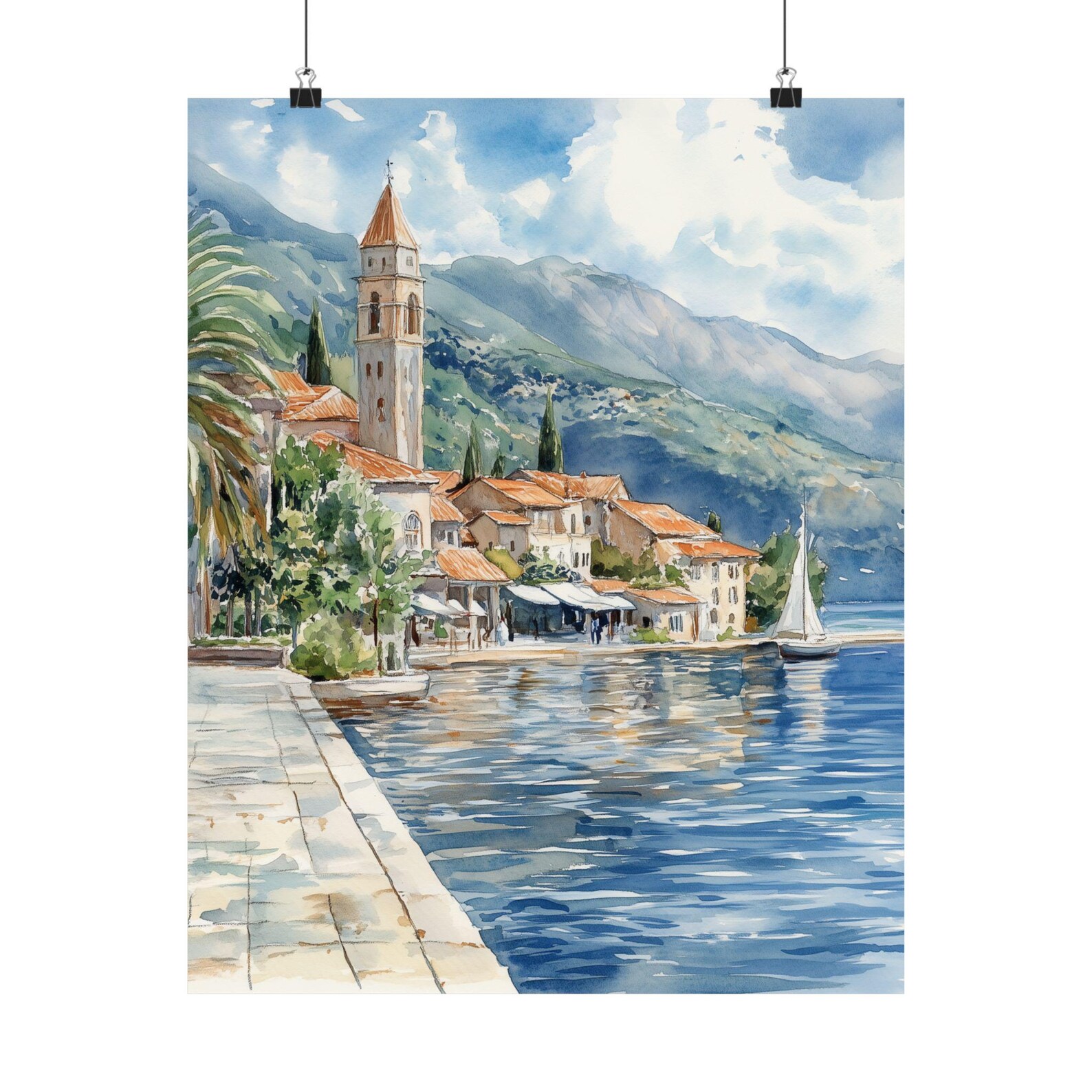 Montenegro Painting, the Balkans Art, Coastal Wall Art, Adriatic Sea ...