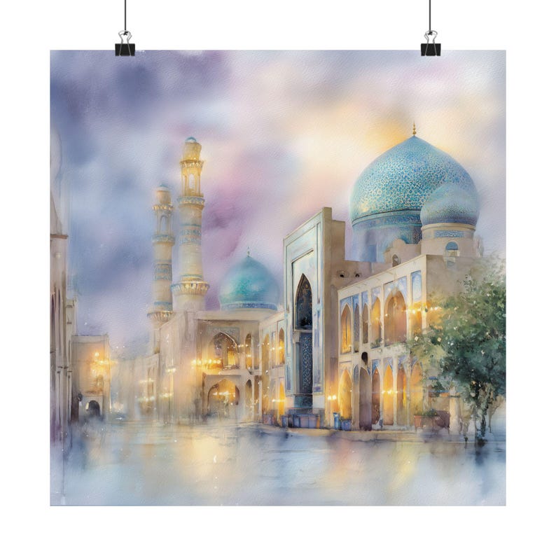 Baghdad Iraq Watercolor Art Print: Islamic Mosque Cityscape Travel ...