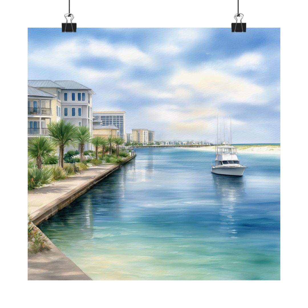 Destin Florida Watercolor Art Print: Coastal Travel Poster Gift - Etsy