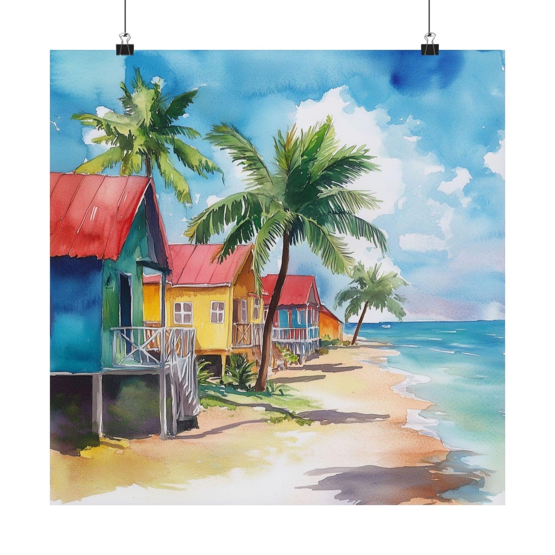 Barbados Art Print, Seascape Watercolor Painting, Caribbean Travel Gift ...