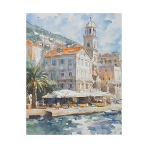 Split Croatia Watercolor Painting, Coastal Croatian Art Print, European ...