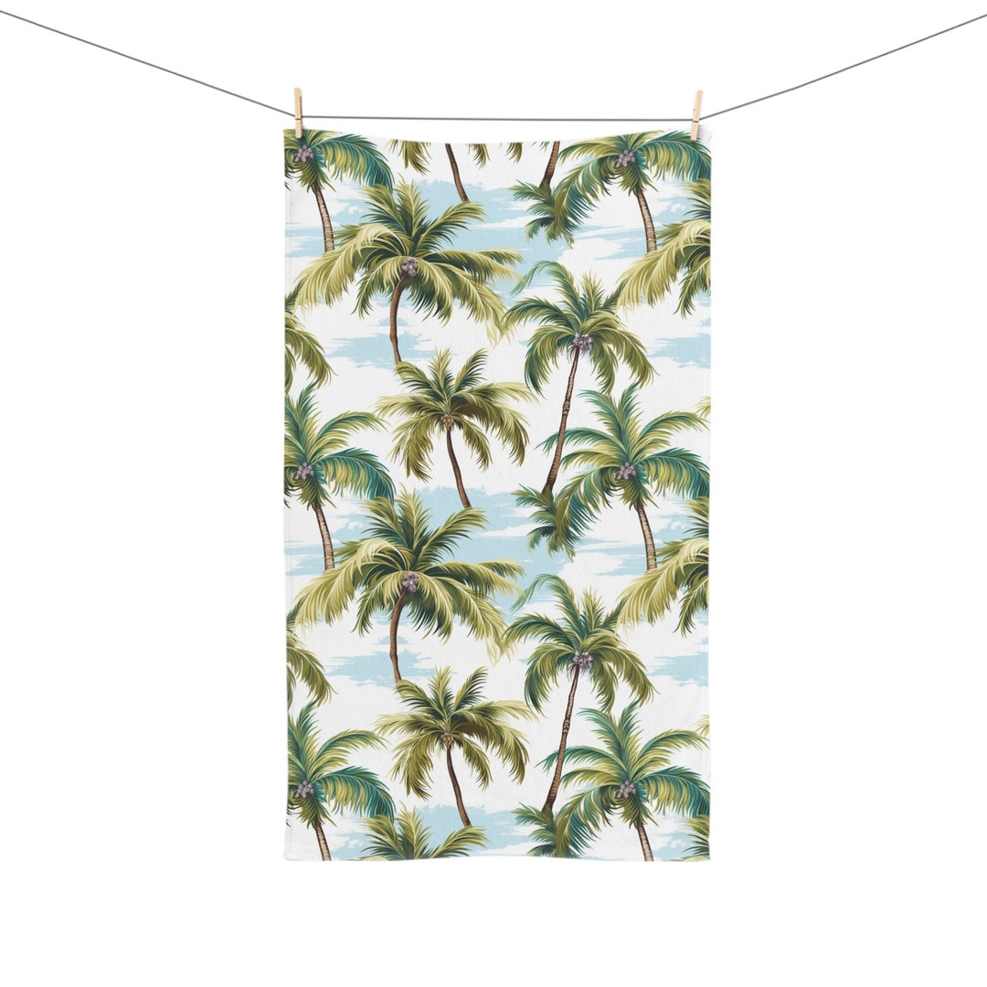 Palm Tree Hand Towel, Beachy Hand Towel, Tropical Guest Bathroom Towel ...