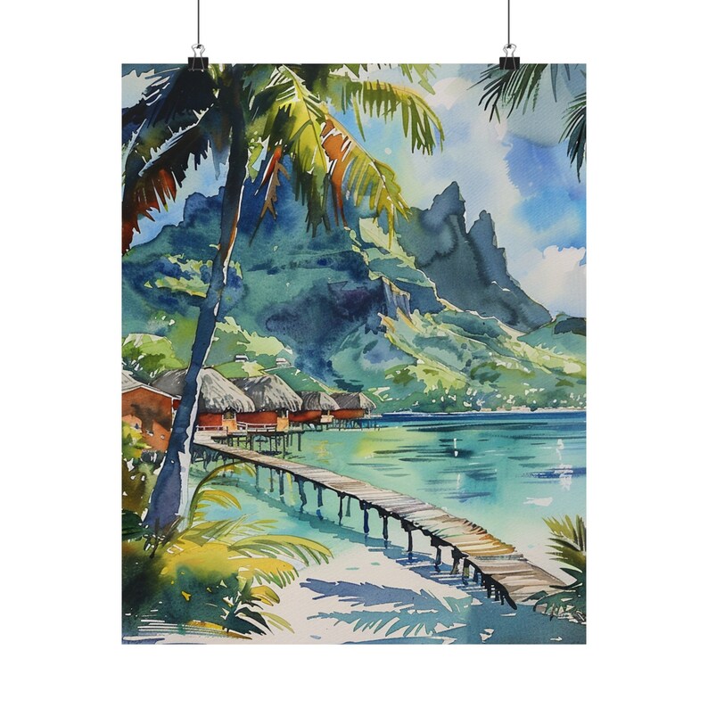 Bora Bora Painting, French Polynesia Art Print, Island Wall Art Print ...