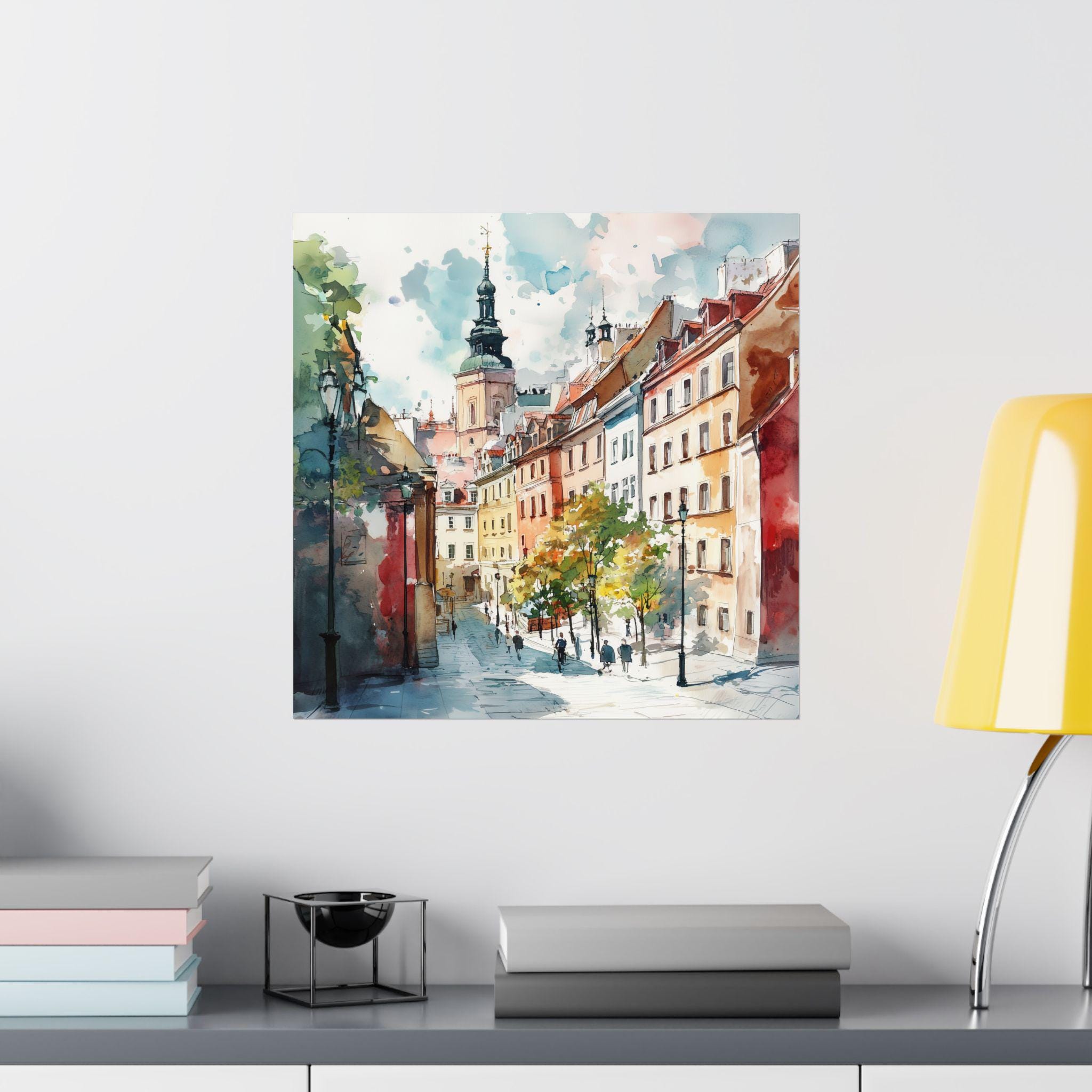 Warsaw Print, Poland Wall Art, European Cityscape Watercolor Painting ...