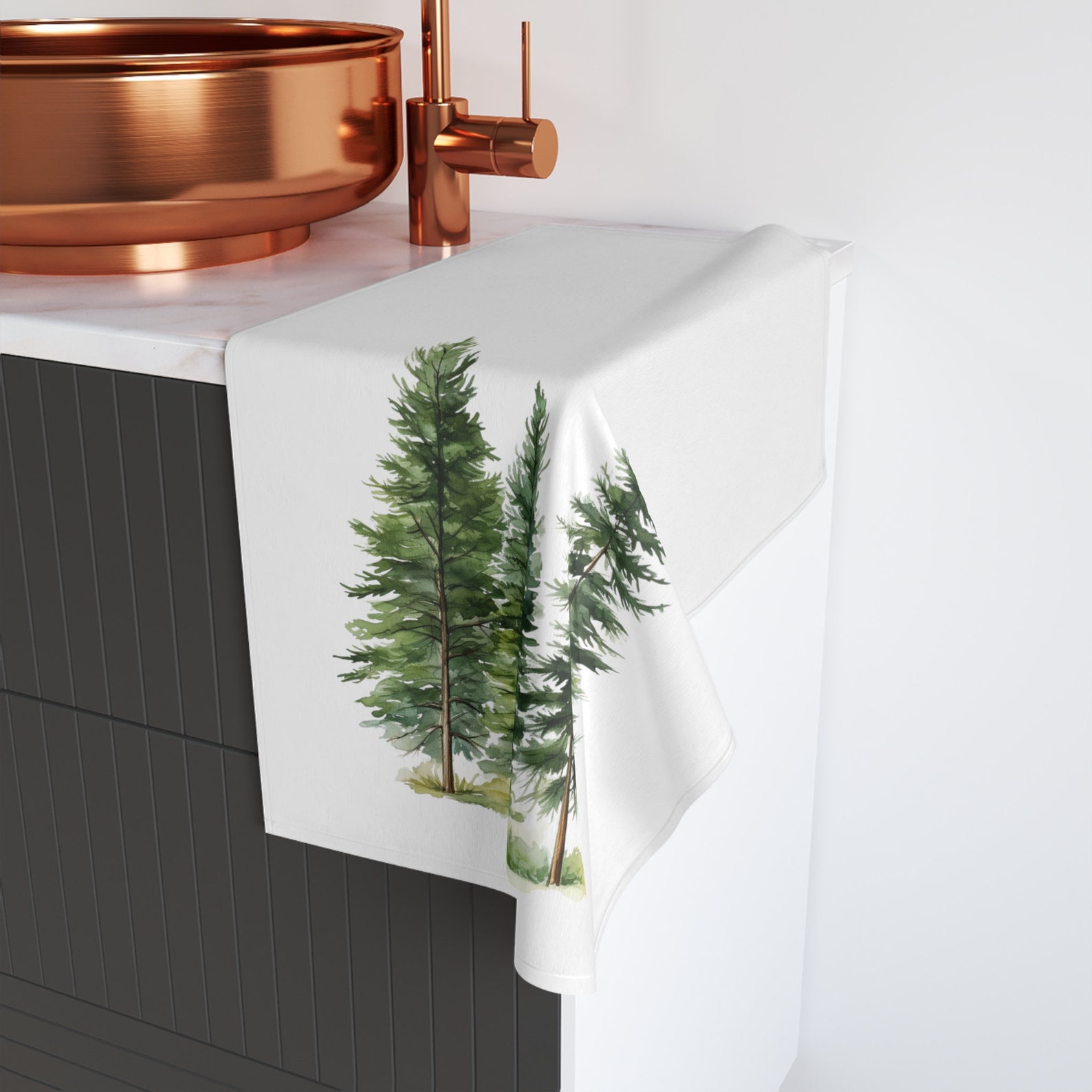 Pine Tree Hand Towel, Bathroom Towel, Rustic Cabin Hand Towel, Rustic ...