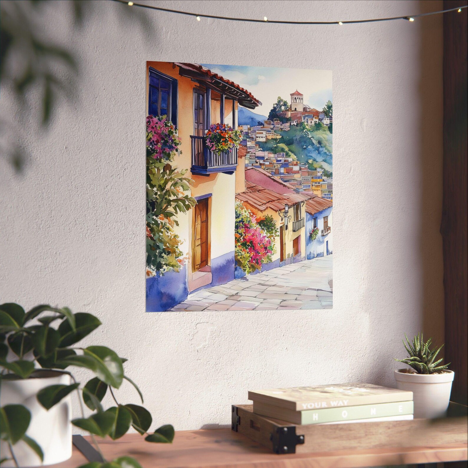 Quito Ecuador Streetscape Art Print, Colorful Watercolor Painting ...