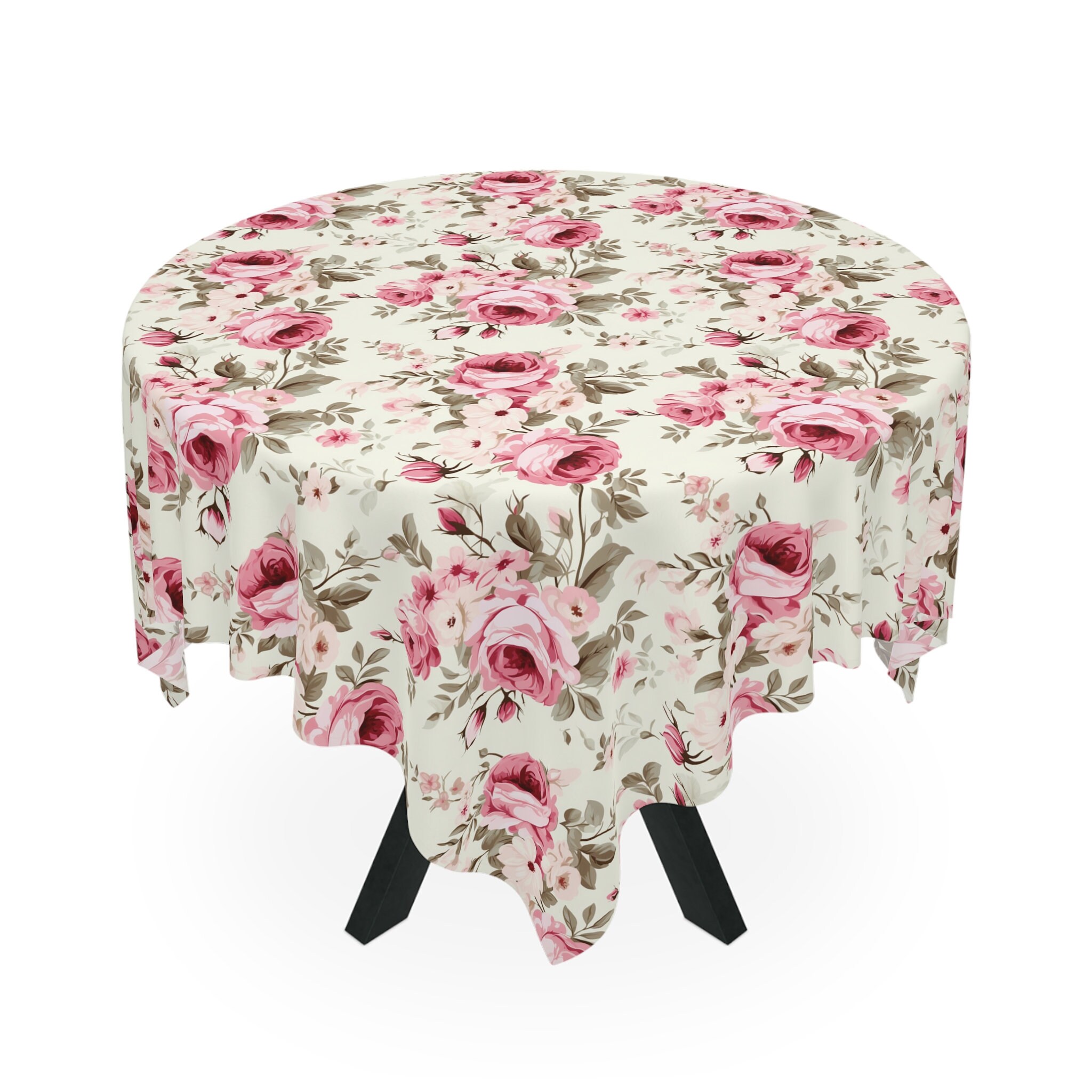 Pink Roses Tablecloth, Shabby Chic Table Cloth, Shabby Rose Design ...