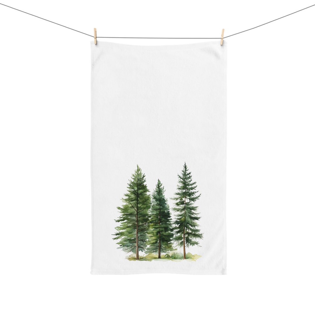 Pine Tree Hand Towel, Bathroom Towel, Rustic Cabin Hand Towel, Rustic ...