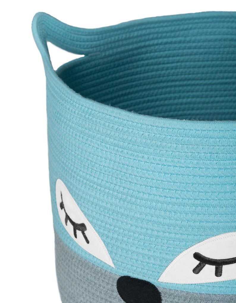 Cute Cotton Rope Storage Basket Blue Fox Woven Laundry - Etsy
