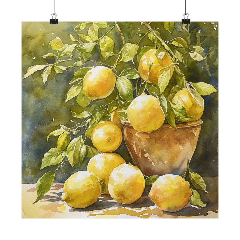 Italian Lemons Kitchen Art Print, Lemon Plant Art, Still Life Art ...