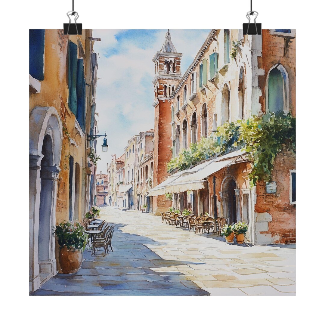 Venice Streetscape Art Print, Italy Painting, Cityscape Print, Venetian ...