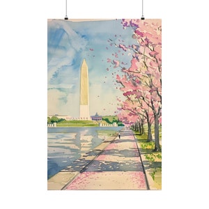 Spring Washington Monument Art Print, Cherry Trees Blooming DC ...