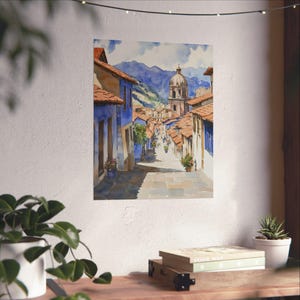 Peru Art Print, Cusco Painting, Cityscape Watercolor Print, Colonial ...