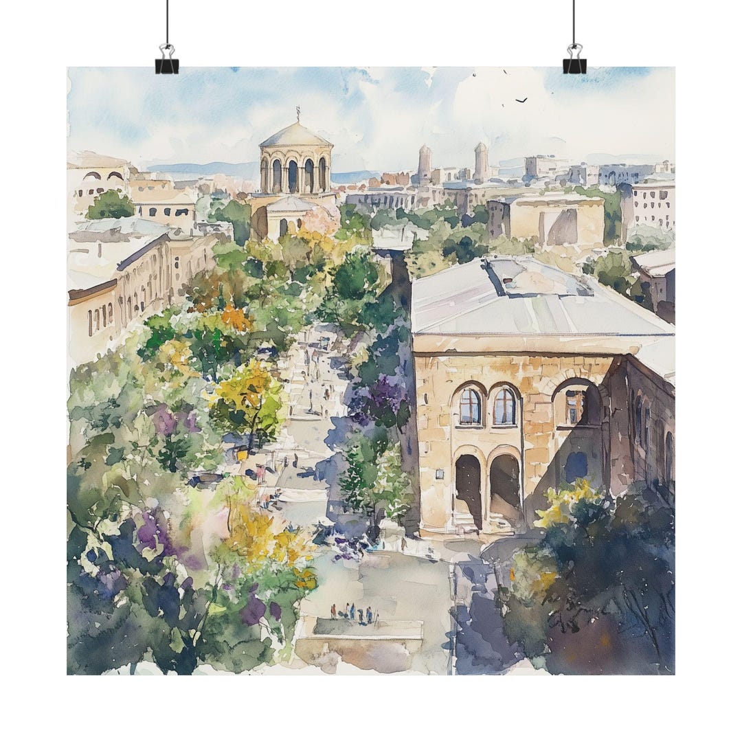 Yerevan Armenia Watercolor Print: Eastern European Travel Poster - Etsy