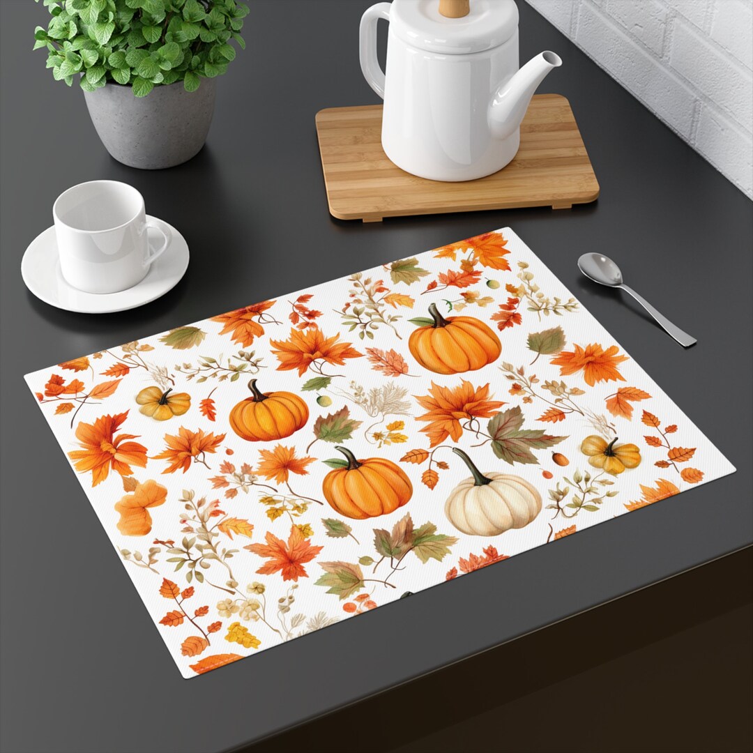 Fall Leaves Placemat, Autumn Leaf and Pumpkin Placemat, Fall Boho ...