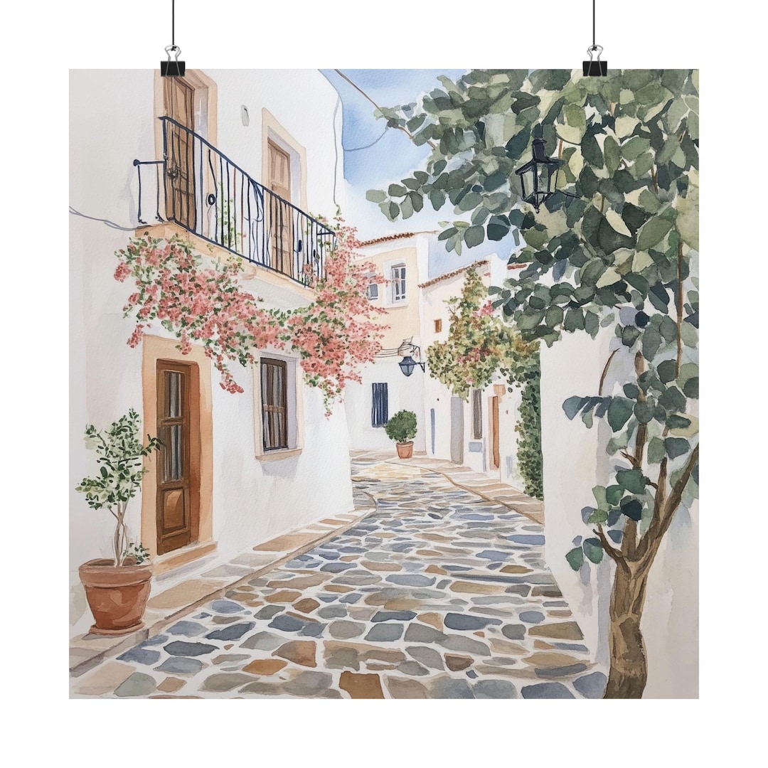 Ibiza Art, Spain Print, Spanish Island Streetscape, Mediterranean ...