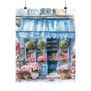 Paris Art, French Flower Shop Print, Watercolor Painting, Parisian ...