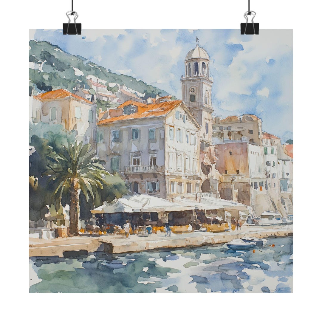 Split Croatia Watercolor Painting, Coastal Croatian Art Print, European ...