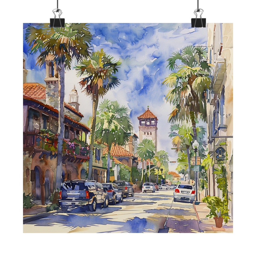 Saint Augustine Art, Florida Watercolor Painting, Colonial St Augustine ...