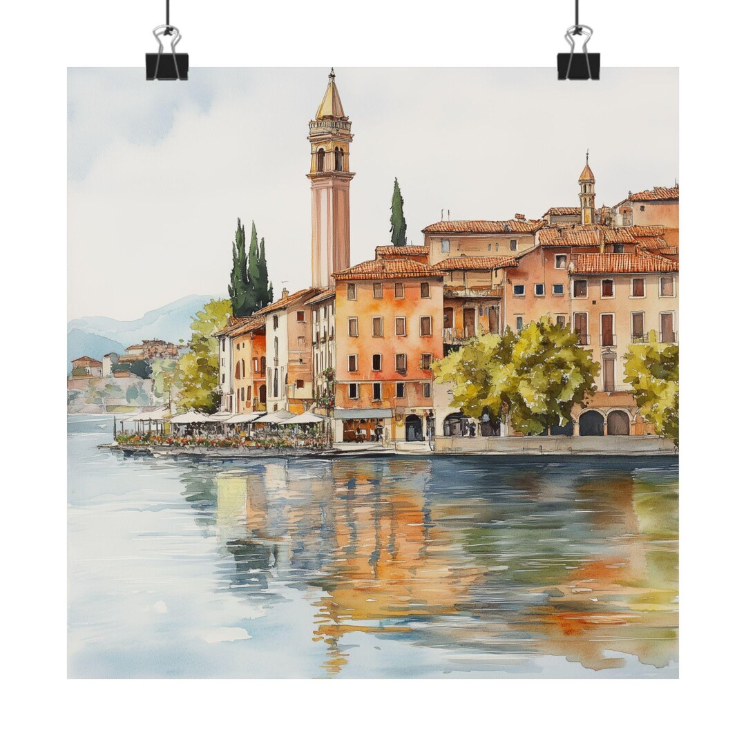 Verona Art, Northern Italy Print, Cityscape Watercolor Painting ...