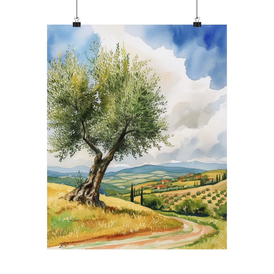 Italian Olive Tree Painting, Tuscany Landscape Wall Art, Italy Nature ...